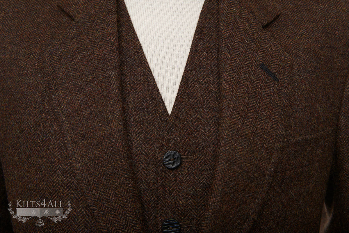 Mens Brown Herringbone Tweed Highland Argyll Jacket & Waistcoat – Kilts4All